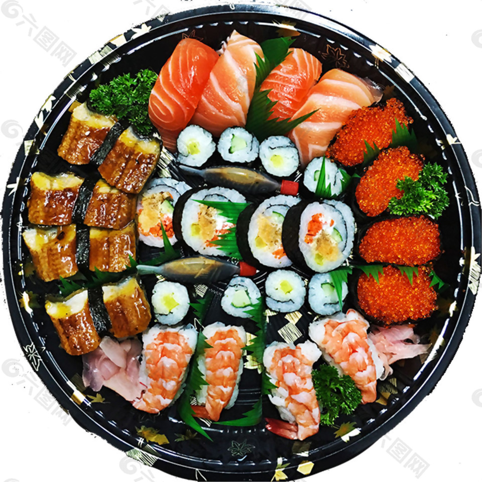 鲜美圆形寿司拼盘料理美食产品实物设计元素素材免费下载 图片编号 9100032 六图网