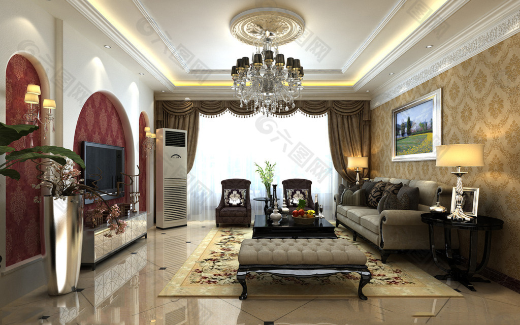 时尚客厅模型设计装饰装修素材免费下载(图片编号:4932353)-六图网