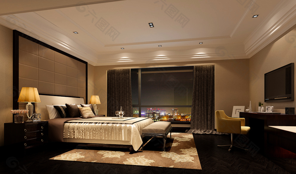 主卧效果图图片装饰装修素材免费下载(图片编号:5256470)-六图网