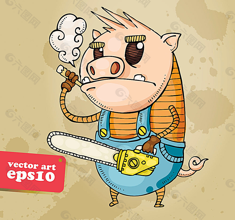 手拿电锯的卡通男人平面广告素材免费下载(图片编号:5972763)-六图网