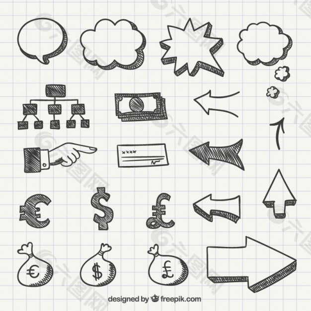 手绘风格的商业符号设计元素素材免费下载(图片编号:7806955)-六图网