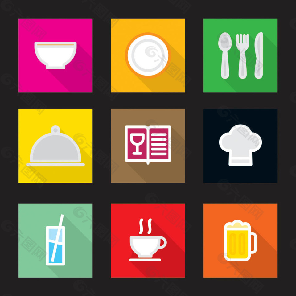 扁平化厨房餐具图标设计元素素材免费下载(图片编号:8612580)-六图网