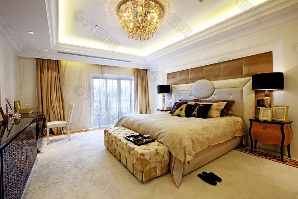 欧式卧室大床吊灯设计图装饰装修素材免费下载(图片编号:8675629)-六图网