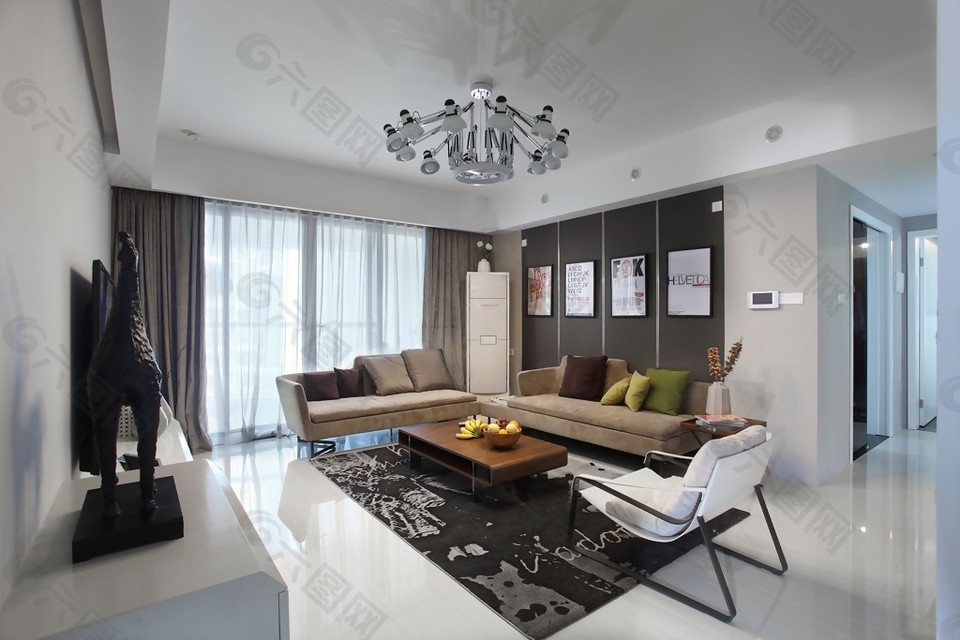 简约客厅吊灯装修效果图装饰装修素材免费下载(图片编号:9022221)-六图网