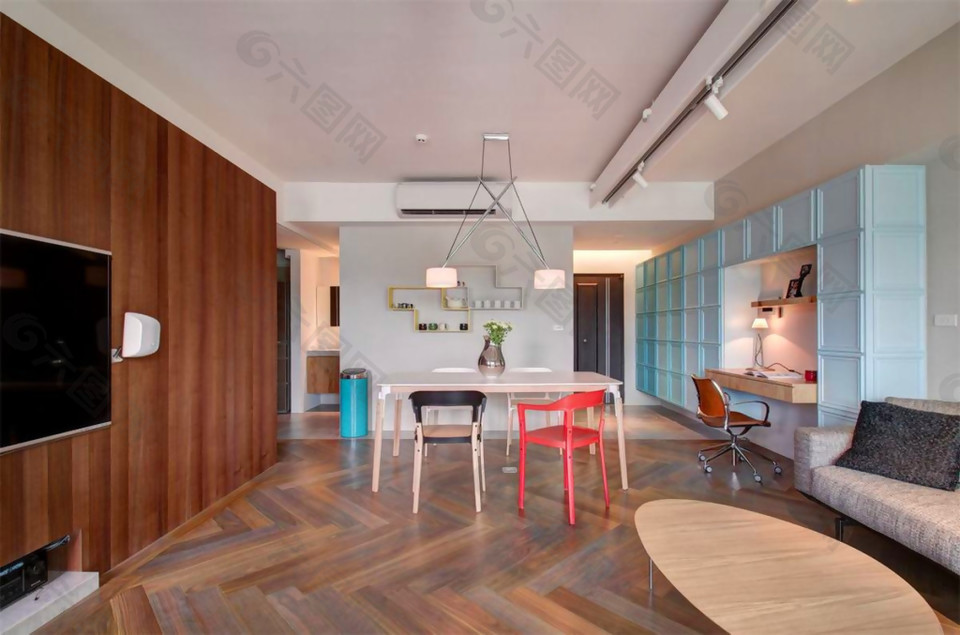 条纹客厅木质效果图装饰装修素材免费下载(图片编号:9071549)-六图网