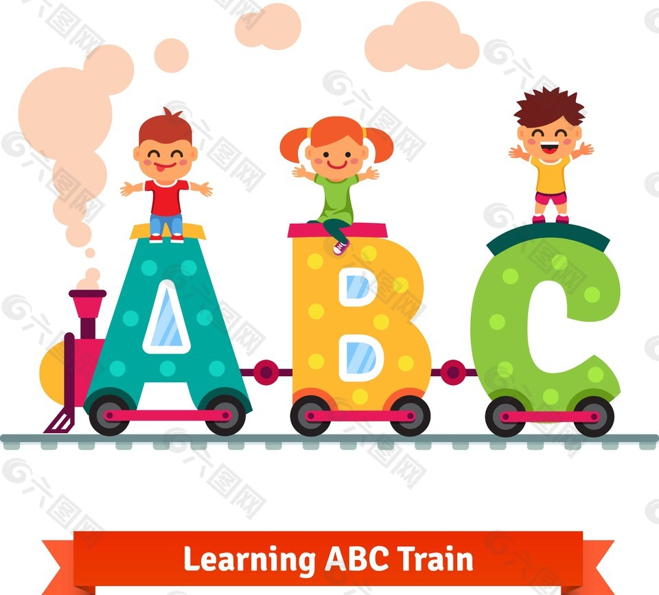 坐在ABC车上的卡通儿童元素设计元素素材免费下载(图片编号:9222486)-六图网