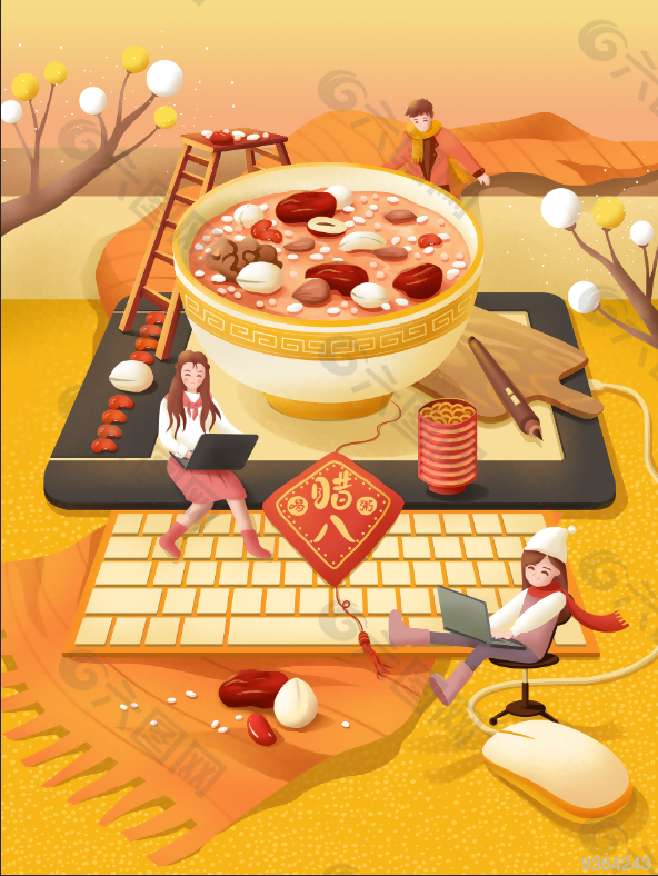 2022年腊八插画设计平面广告素材免费下载(图片编号:9364243)-六图网